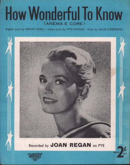 JOAN REGAN HOW Wonderful To Know sheet music UK Pye 1961 original 4 ...