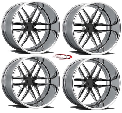 24X12 WHEELS RIMS Slammed Custom Billet Staggered Offset Deep Lip ...
