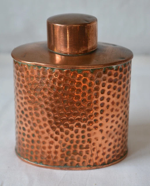 COPPER TEA CADDY Joseph Sankey Solid Copper Arts And Crafts Hammered ...