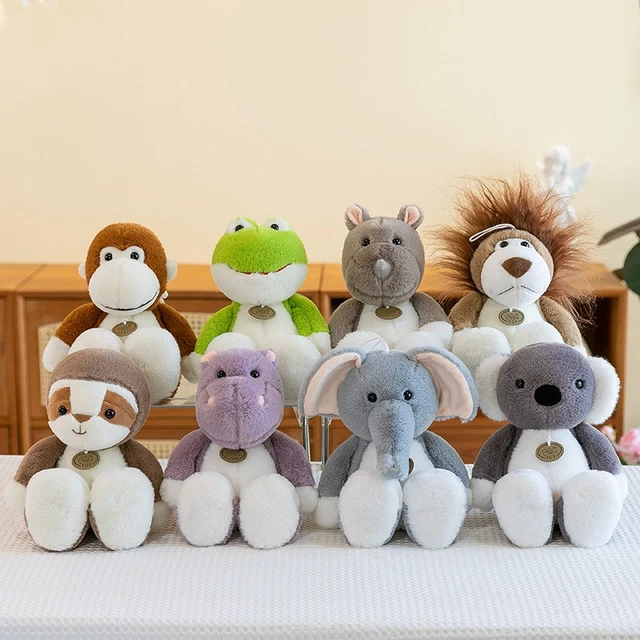 CARTOON JUNGLE ANIMAL Plush Toy Elephant Lion Frog Gift For Kids Home ...