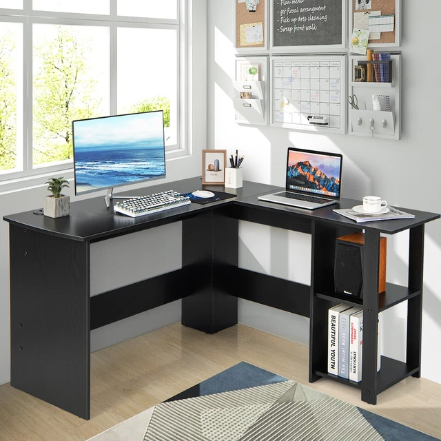 L-SHAPED CORNER COMPUTER Desk PC Table Writing Desk Workstation Home ...