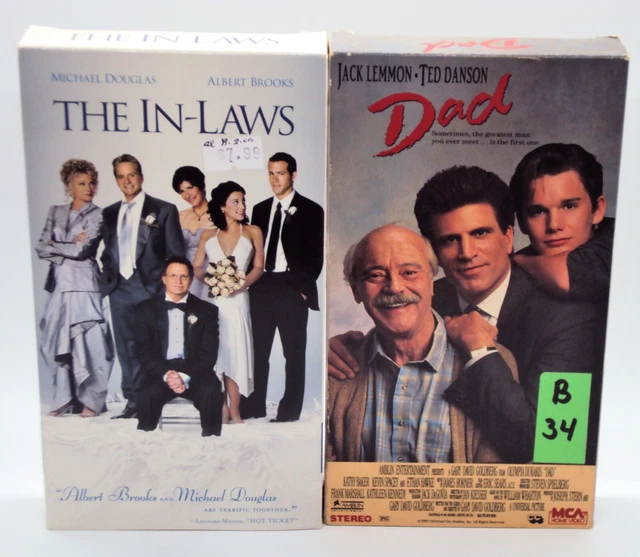 2 VHS TAPES DAD Jack Lemmon Ted Dason THE IN-LAWS Michael Douglas ...