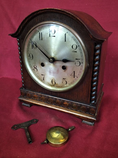 ANTIQUE EDWARDIAN MANTLE Bracket Clock,KIENZLE Movement,Running,Key ...