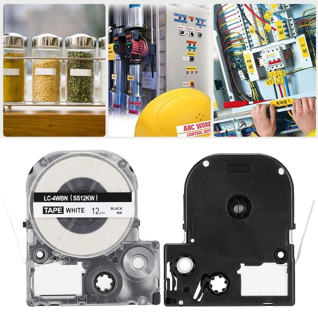 LABEL TAPE RIBBON For KING JIM/ Printing Paper (12mm Black On White ...