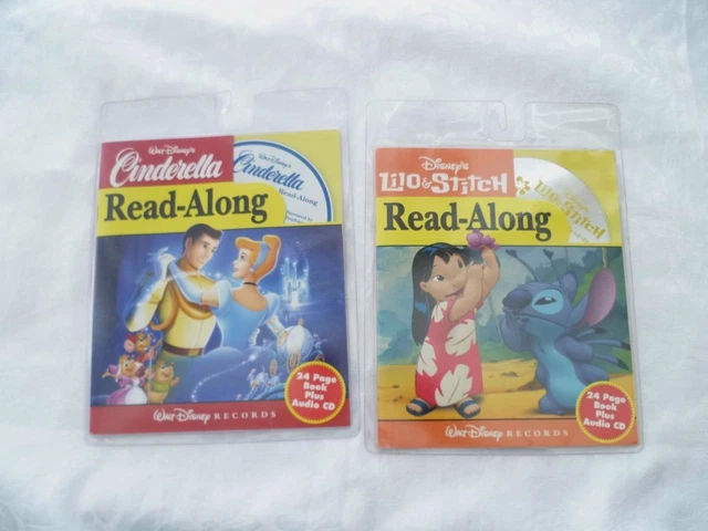 TWO NEW FACTORY sealed Disney CD Read Along books - Cinderella and Lilo ...