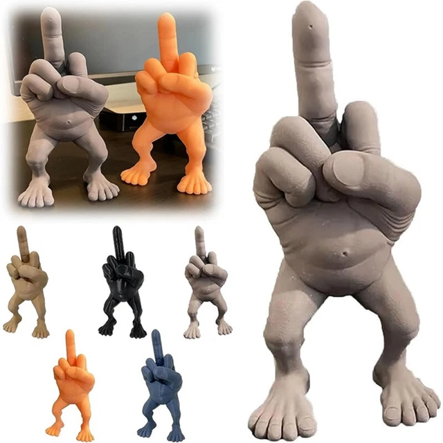 3D MIDDLE FINGER Figure with Legs Funny Sculpture Statue Decoration Gag ...