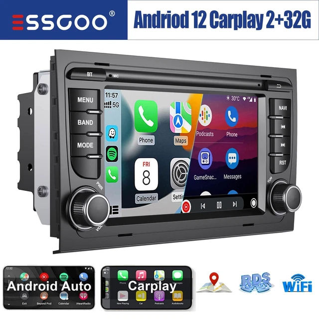AUTORADIO ANDROID 12 Carplay 2G+32G GPS RDS WIFI per Audi A4 S4 RS4 B6 B7 8E 8H EUR 174,28 ...