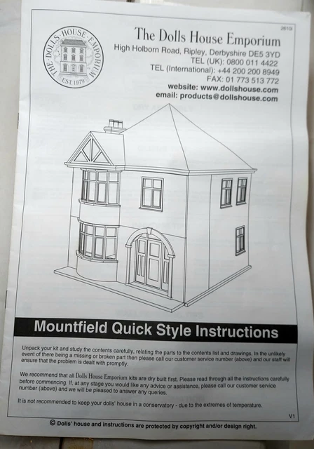 DOLLS HOUSE EMPORIUM Quick Style Mountfield 1:12 Kit- Unmade, In Boxes ...