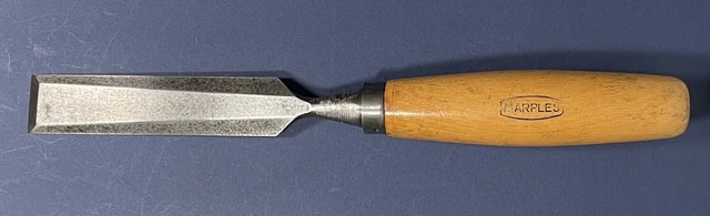 VINTAGE MARBLES 1.0” Bevel Edge Chisel Cabinetmakers Ash Wood Handle ...