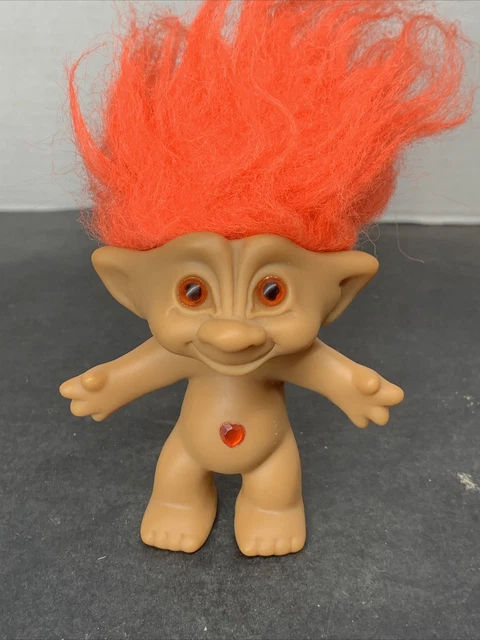 VINTAGE ACE NOVELTY Treasure Troll Doll Red Belly Jewel Vintage Troll ...