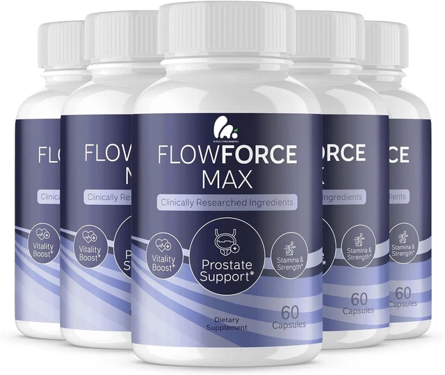(5 PACK) FLOW Force Max - Vegan, Male Vitality Supplement Pills - 300 ...