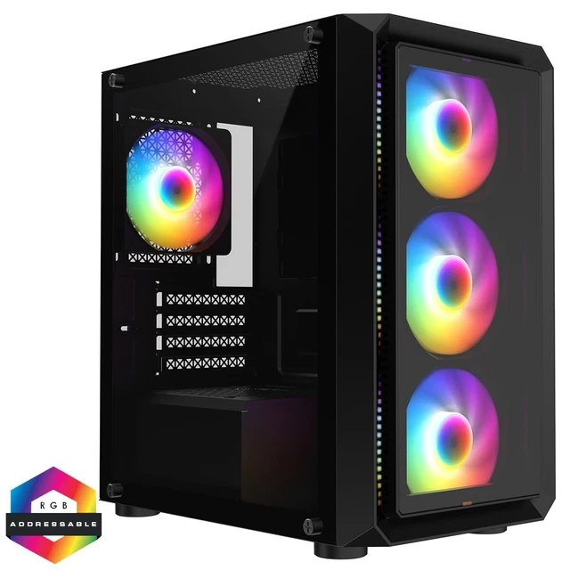 GAMING PC 4X ARGB Fans AMD Ryzen 5 Pro 32GB RAM 240GB SSD 500GB HDD ...