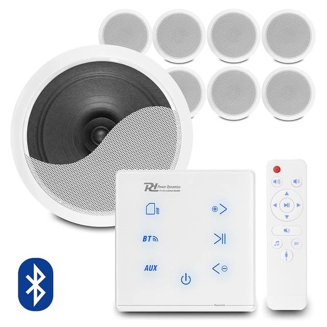 HOME BLUETOOTH CEILING Speaker System with A100W Wall Amplifier & 8x ...