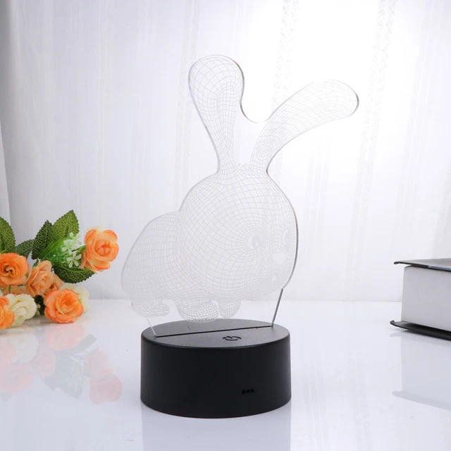 RABBIT ILLUSION LIGHT 3d Bedside Lamp Acrylic Plate Night Lamps £15.58 ...