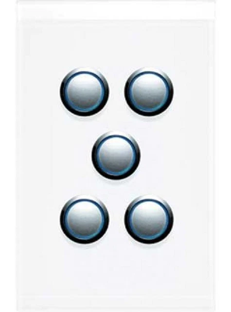 CLIPSAL SATURN PUSH BUTTON SWITCH 5-Gangs 20A 16AX 250V LED Indicator ...