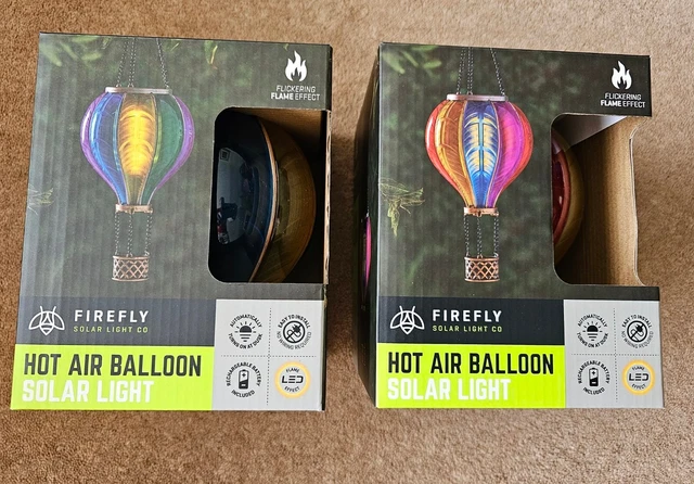 4 X FIREFLY Hanging Hot air Balloon Solar Lights - NEW (2 Different ...