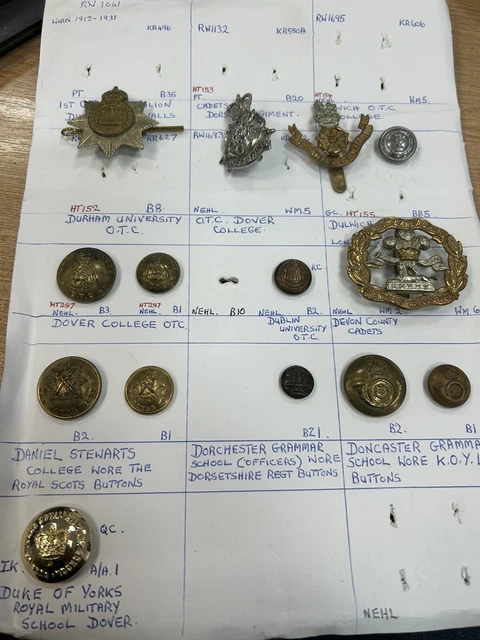 BRITISH MILITARY CAP Badges South Lancs OTC Button Dover Coll Dublin ...