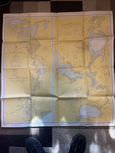 VINTAGE MAP OF St Johns River From Lake Dexter To Lake Harney Florida ...