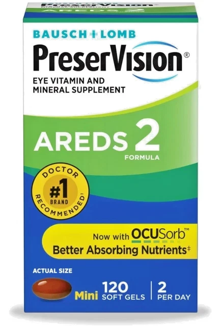 PRESERVISION AREDS 2 Eye Vitamin Bausch + Lomb 120 Soft Gels - £29.99 ...
