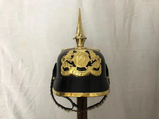 HANDGEFERTIGT DEUTSCHE PICKELHAUBE Preußische Leder Helm Kaiser ...