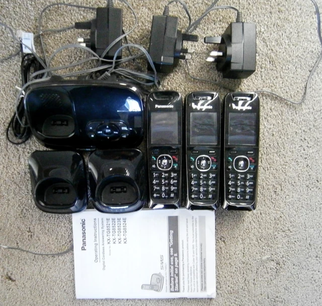 PANASONIC KX-TG8521E DIGITAL cordless 3 phone set with answering ...