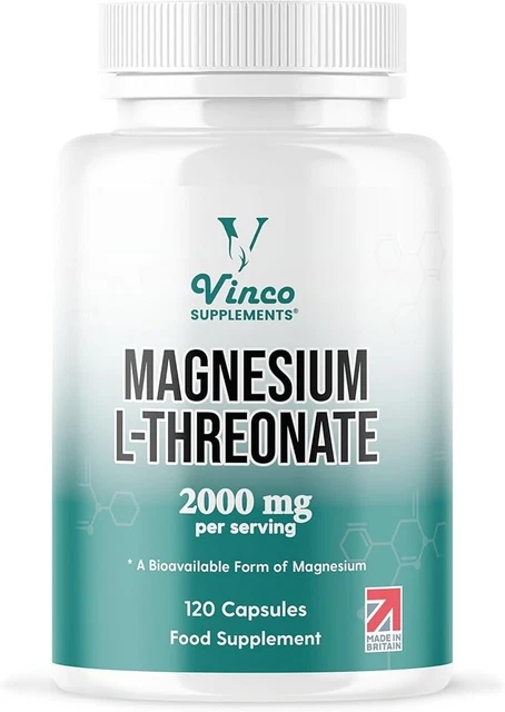 VINCO MAGNESIUM L-THREONATE 2000mg | 120 Capsules | High Strength £17. ...
