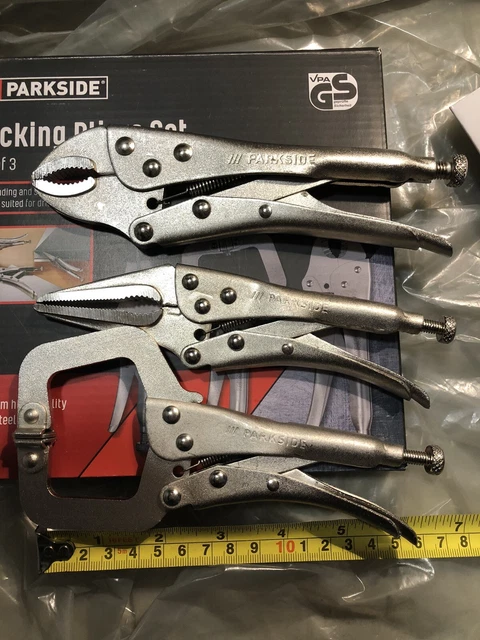PARKSIDE ADJUSTABLE LOCKING Pliers Set 3 High Quality Carbon Steel ...