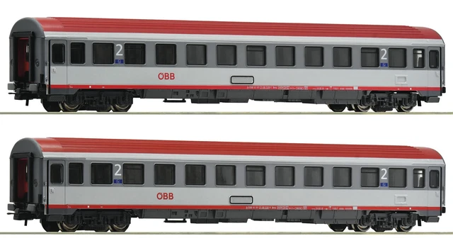 50005-2C ROCO HO Set 2 carriages of the OBB 2nd class NEW FROM START ...
