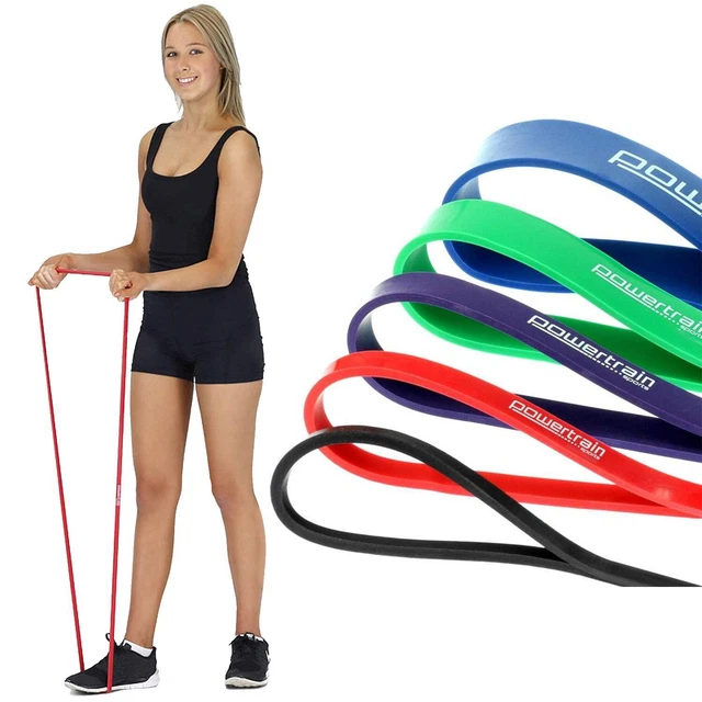 POWERTRAIN 5PC RESISTANCE Bands Set Home Gym Exercise Pull Up Assist ...