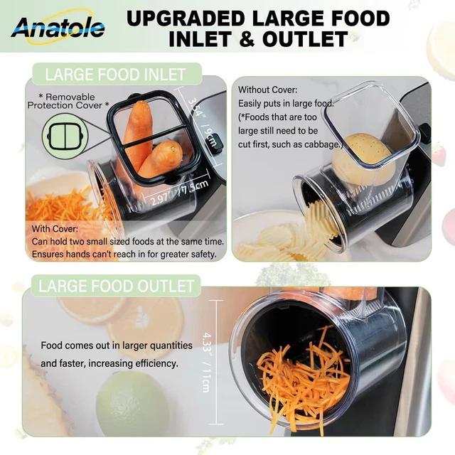 ANATOLE ELECTRIC CHEESE Grater Stainless Steel Vegetable Shredder 250W ...