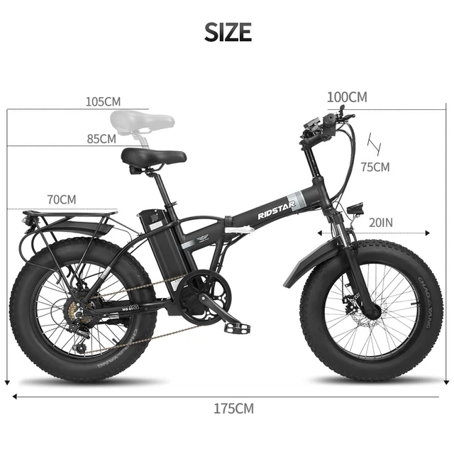 RIDSTAR G20 ELEKTROFAHRRAD 20 Zoll Fat E-Bike 1000W 14AH E-Citybike 48V ...