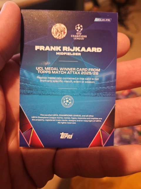 TOPPS MATCH ATTAX 2026 Champions League UCL Winner Medal Card Frank ...