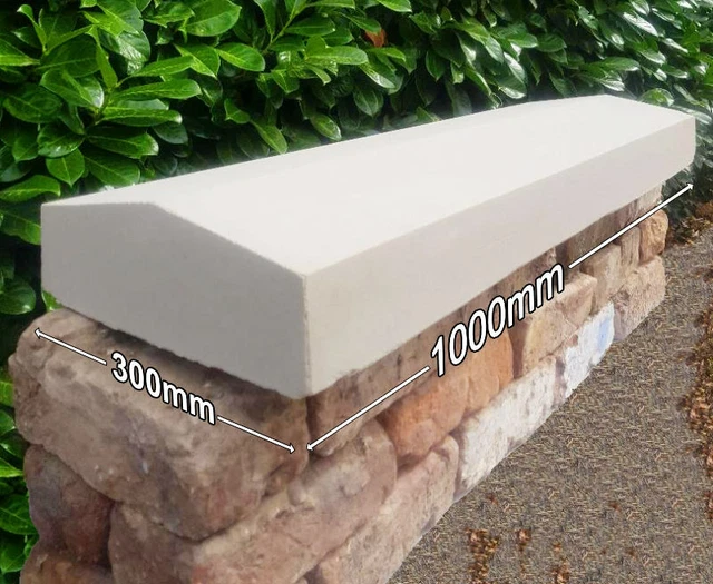 DECORATIVE CAST STONE Apex Wall Coping 1000mm x 300mm Driplines Added £ ...