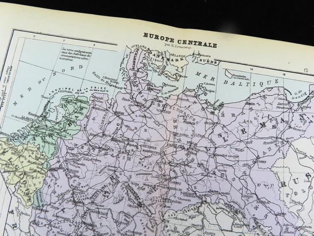 ANTIQUE MAP OF Europe 19th Century Central European Germany Austria ...