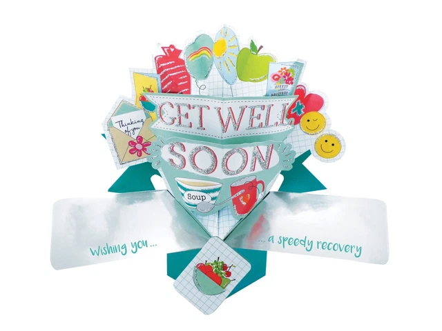 GET WELL SOON Card 3D Pop Up Card Gift Card £5.99 - PicClick UK