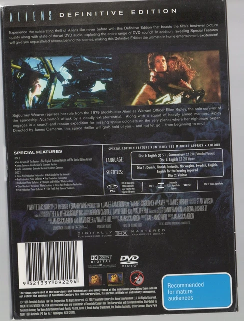 ALIENS DVD ALIEN 2 Definitive Edition Sigourney Weaver 2-disc slip case ...
