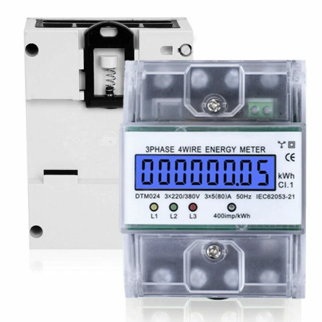 THREE-PHASE METER CALIBRATED For DIN Rail+3x5(80)A 230/400V 3 Phases 4 ...