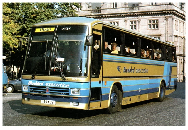 POSTCARD BUS COACH Bluebird Executive Leyland Tiger shown in Edinburgh ...