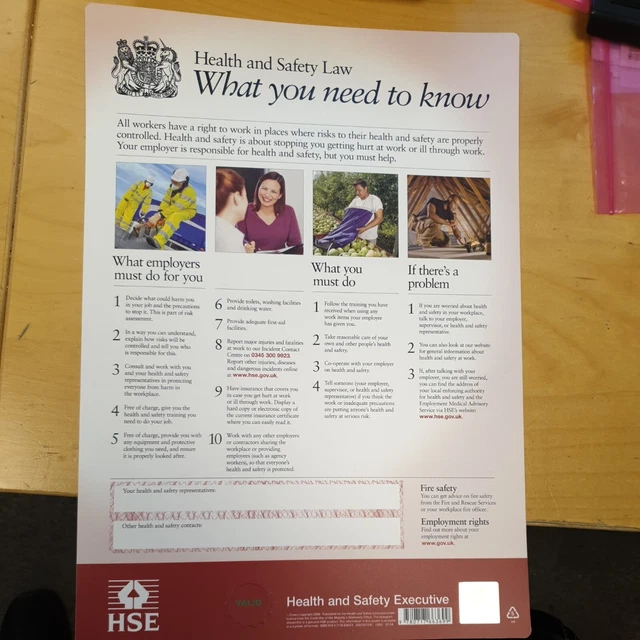 HEALTH AND SAFETY Law Poster Official HSE Workplace Information Posters ...