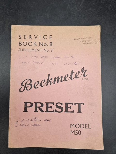 VINTAGE BECKMETER M50 Petrol Pump Service Engineers Manual Book Rare ...