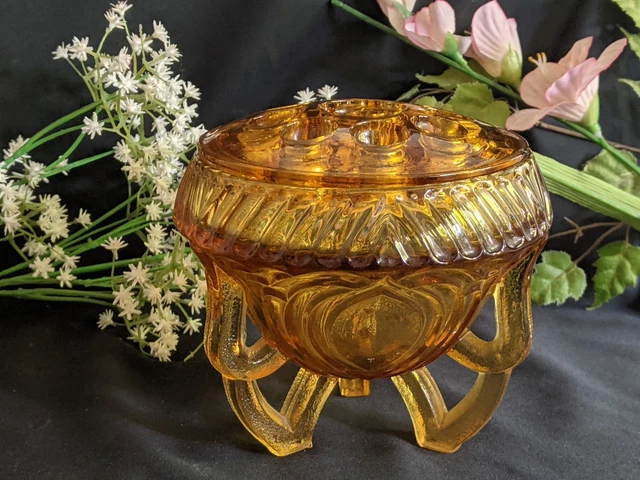 VINTAGE SOWERBY Art Deco 1930s Amber Glass Rose Bowl £21.52 - PicClick UK