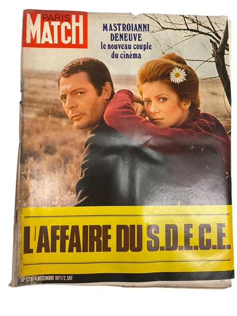 ANCIEN PARIS MATCH Revue Magasine 1971 Catherine Deneuve Mastroianni Le Couple EUR 9,00 ...