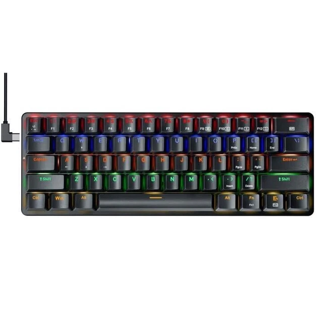 WIRED 60% MECHANICAL Gaming Keyboard - Low Profile Blue Switches - RGB ...