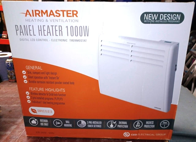 CED AIRMASTER SPH1 1.0kW LOT20 Panel Heater With Digital LCD £72.00 ...