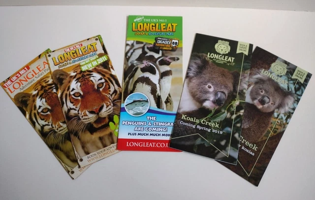 LONGLEAT SAFARI PARK Leaflets x 5 - 2011, 2013, 2019 £3.00 - PicClick UK