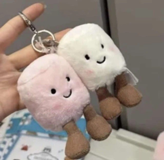 NEW JELLYCAT MARSHMALLOWS Plush- 12cm Pink & White Key Ring With Tags ...