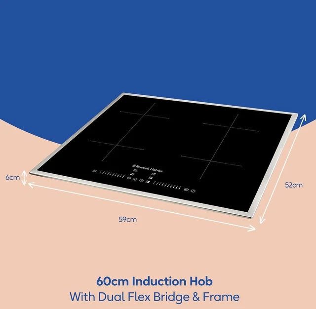 RUSSELL HOBBS 60CM Induction Hob w/ Slider & 2 Bridge & Frame ...