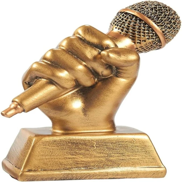 RESIN GOLDEN MICROPHONE Trophy Winner Award Trophy Toy Kindergarten ...