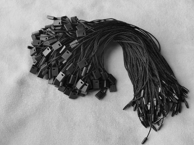 1000PCS COTTON HANG Tag Rope Cords String Plastic Snap for Garment Tags ...