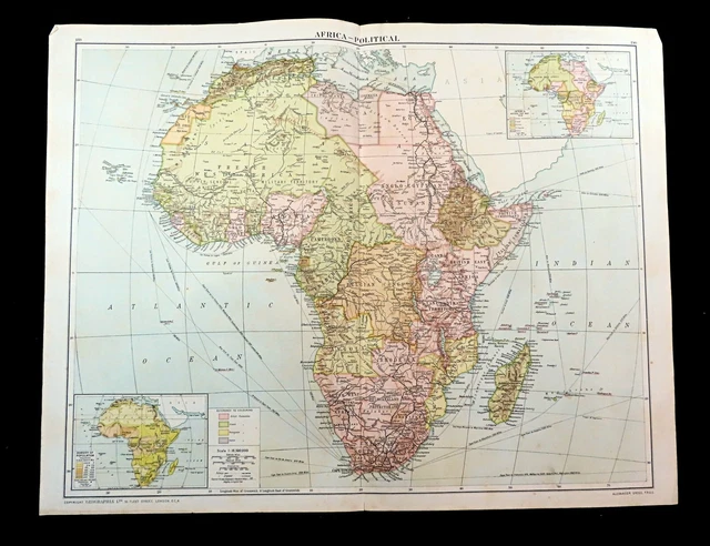 MAP OF AFRICA Population Density Belgian Congo Post WW1 Antique Large ...